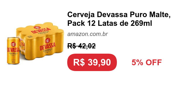 Cerveja Devassa Puro Malte, Pack 12 Latas de 269ml em Promoção - Aproveitou
