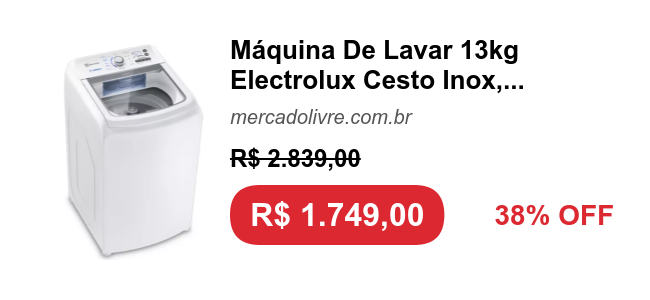 Máquina De Lavar 13kg Electrolux Cesto Inox, Jet&clean Led13 Cor Branco ...